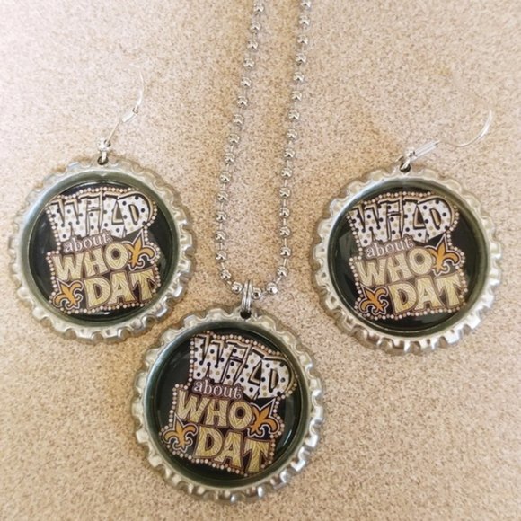 Jewelry | New Orleans Saints Necklace And Earrings Set Who Dat Nation ...